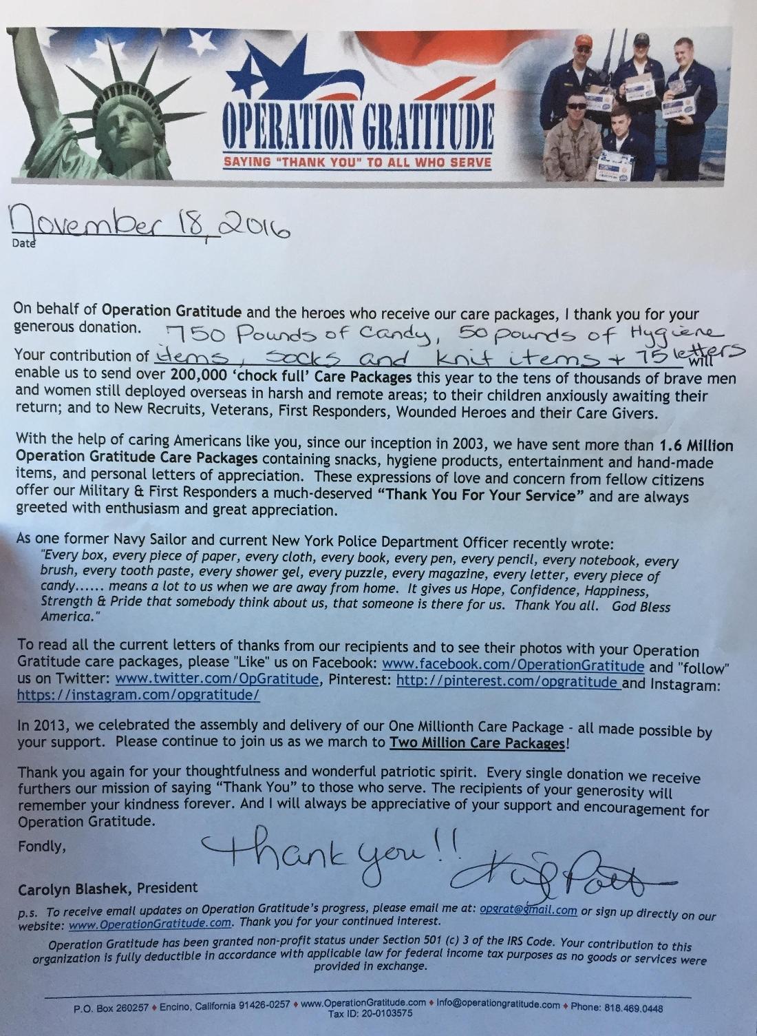 Operation Gratitude Outburst | Los Alamitos CA Dentist